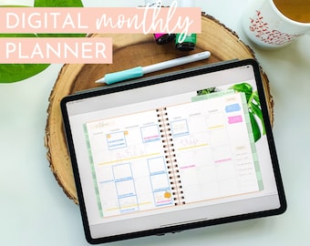 Undated Monthly Digital Planner Olive Gray Hustle | Etsy