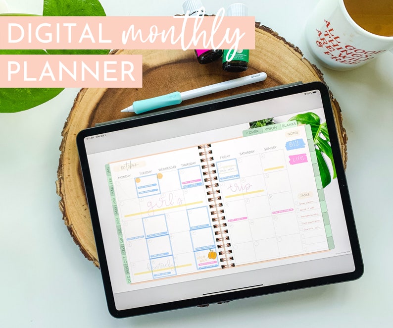 Undated Monthly Digital Planner Monday Start Hustle - Etsy