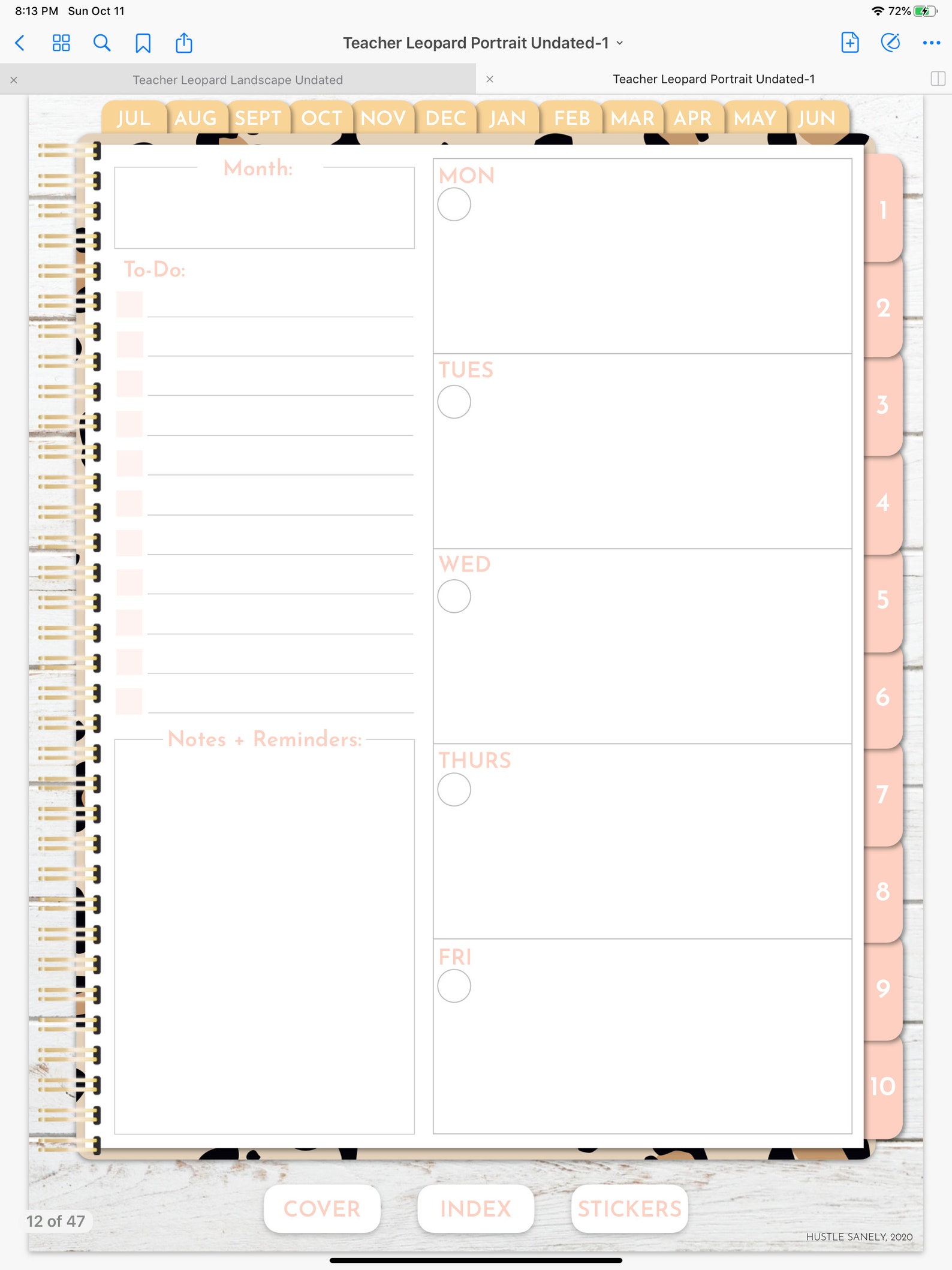 Customizable Leopard Digital Teacher Planner Undated | Etsy