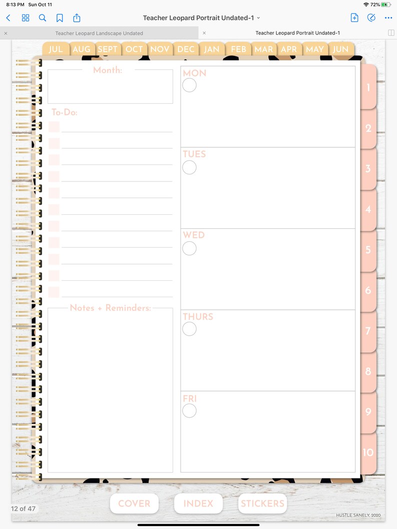 Customizable Leopard Digital Teacher Planner Undated | Etsy