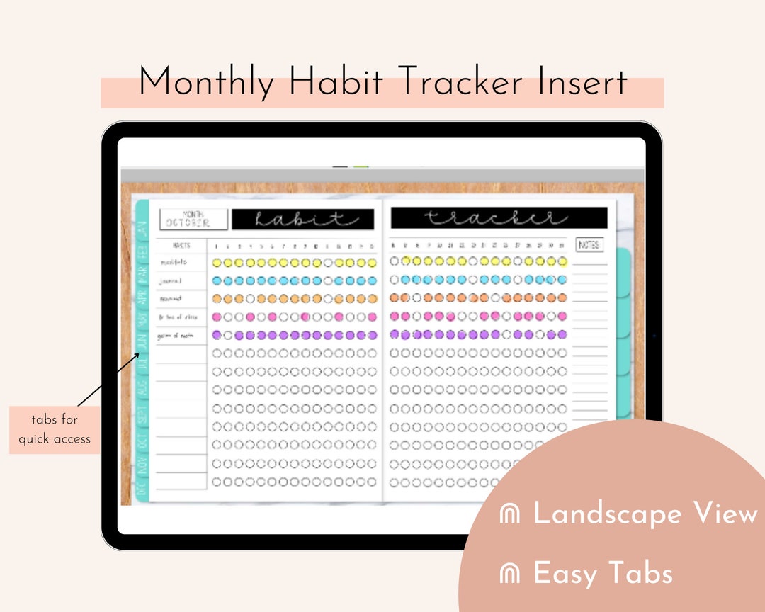 Habit Tracker Insert for Digital Planning - Etsy
