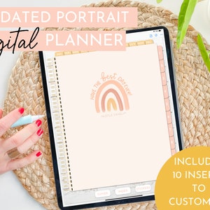 Boho Rainbow Customizable Digital Planner | Undated Portrait | Hustle ...
