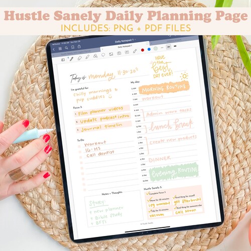 Hustle Sanely® Daily Planning Page 5 AM 10 PM - Etsy
