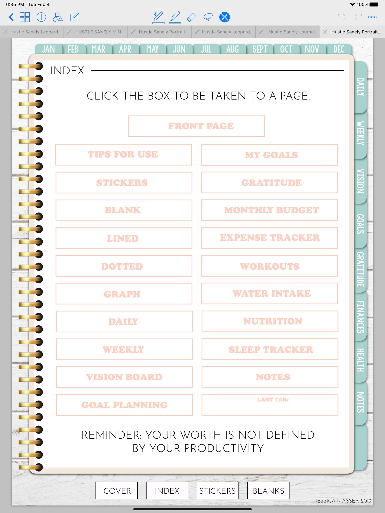 Undated Portrait Digital Planner Terrazzo Design | Hustle Sanely® - Etsy