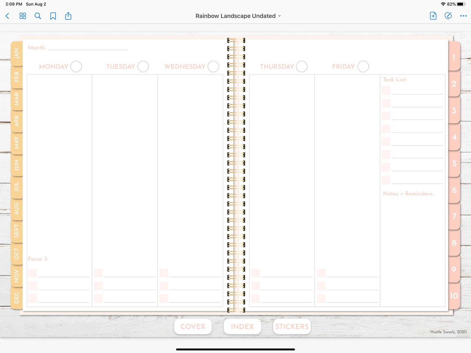 Boho Customizable Digital Planner | Undated Landscape | Hustle Sanely ...