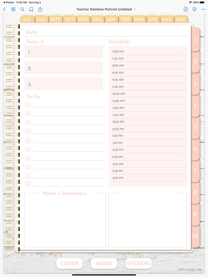 Customizable Boho Rainbow Digital Teacher Planner Undated - Etsy