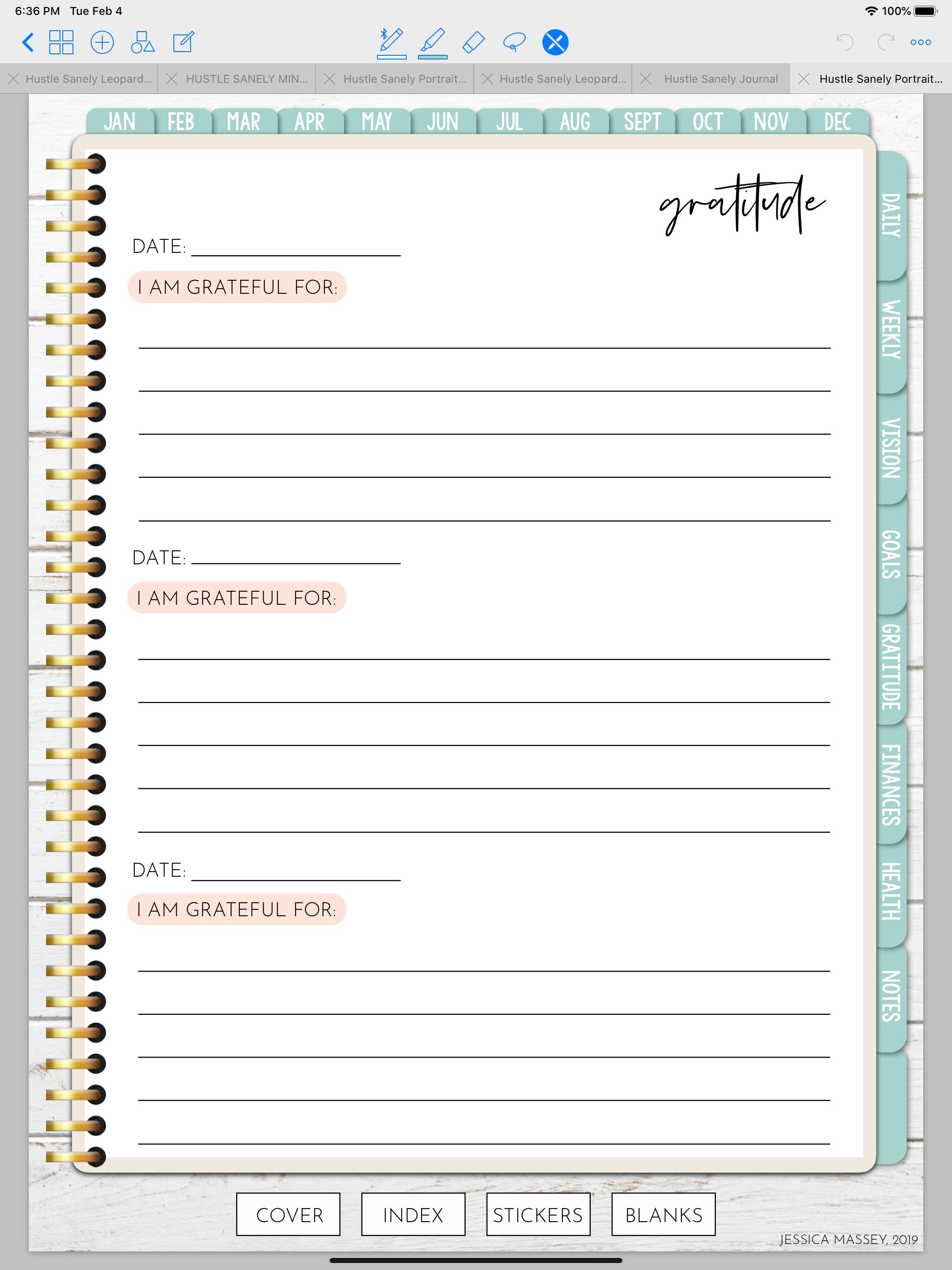 Undated Portrait Digital Planner Terrazzo Design Hustle | Etsy