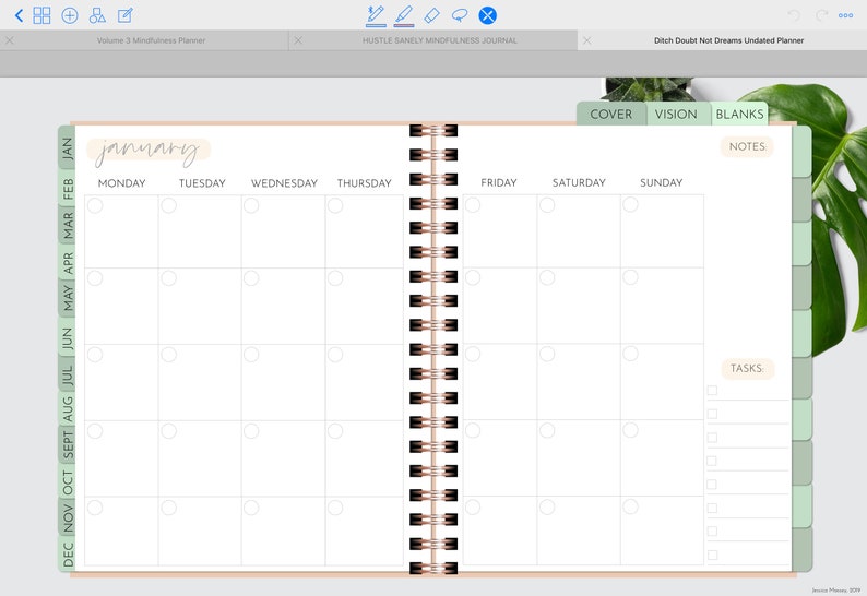 Undated Monthly Digital Planner Monday Start Hustle - Etsy