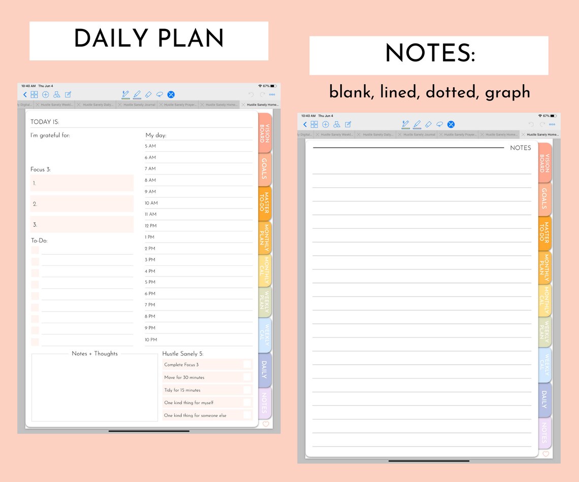 Undated Digital Planner Hustle Sanely® Home Base Planner - Etsy