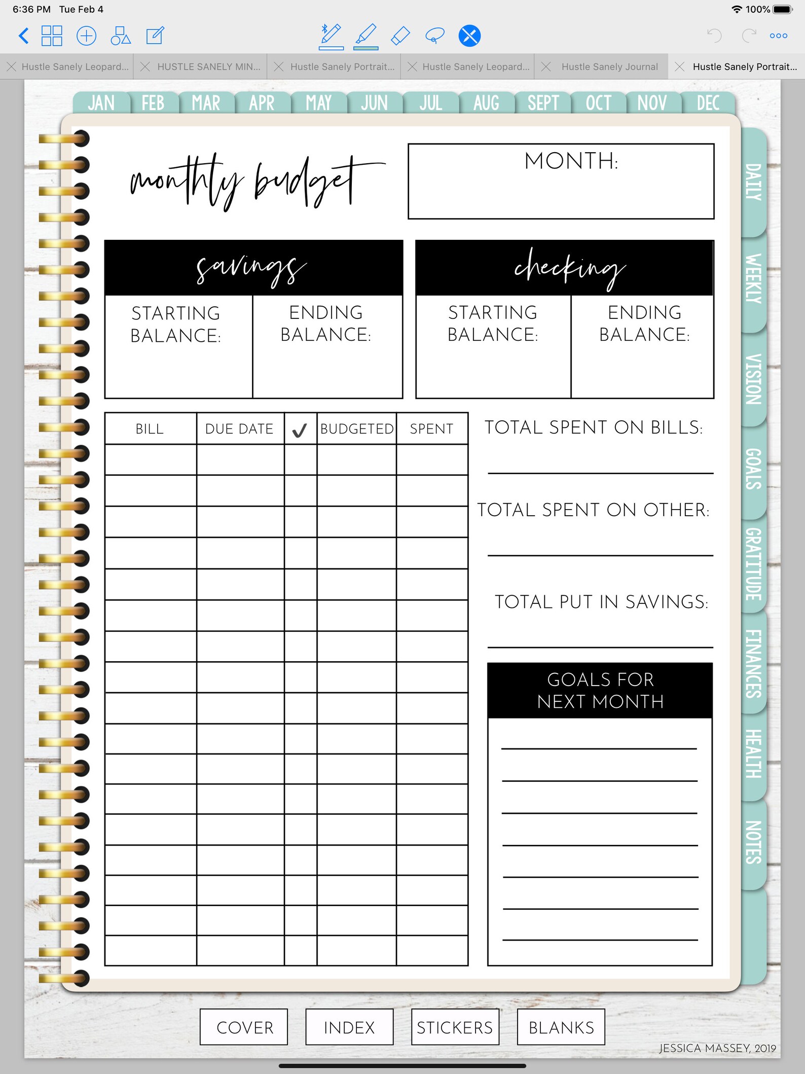 Undated Portrait Digital Planner Terrazzo Design Hustle | Etsy