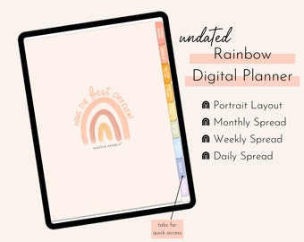 Leopard Print Undated Portrait Digital Planner Hustle Sanely® - Etsy