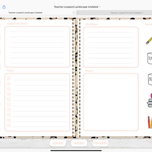 Customizable Leopard Digital Teacher Planner | Undated Landscape ...