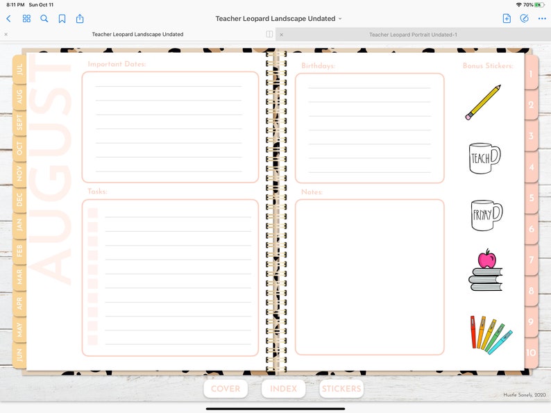 Customizable Leopard Digital Teacher Planner Undated | Etsy
