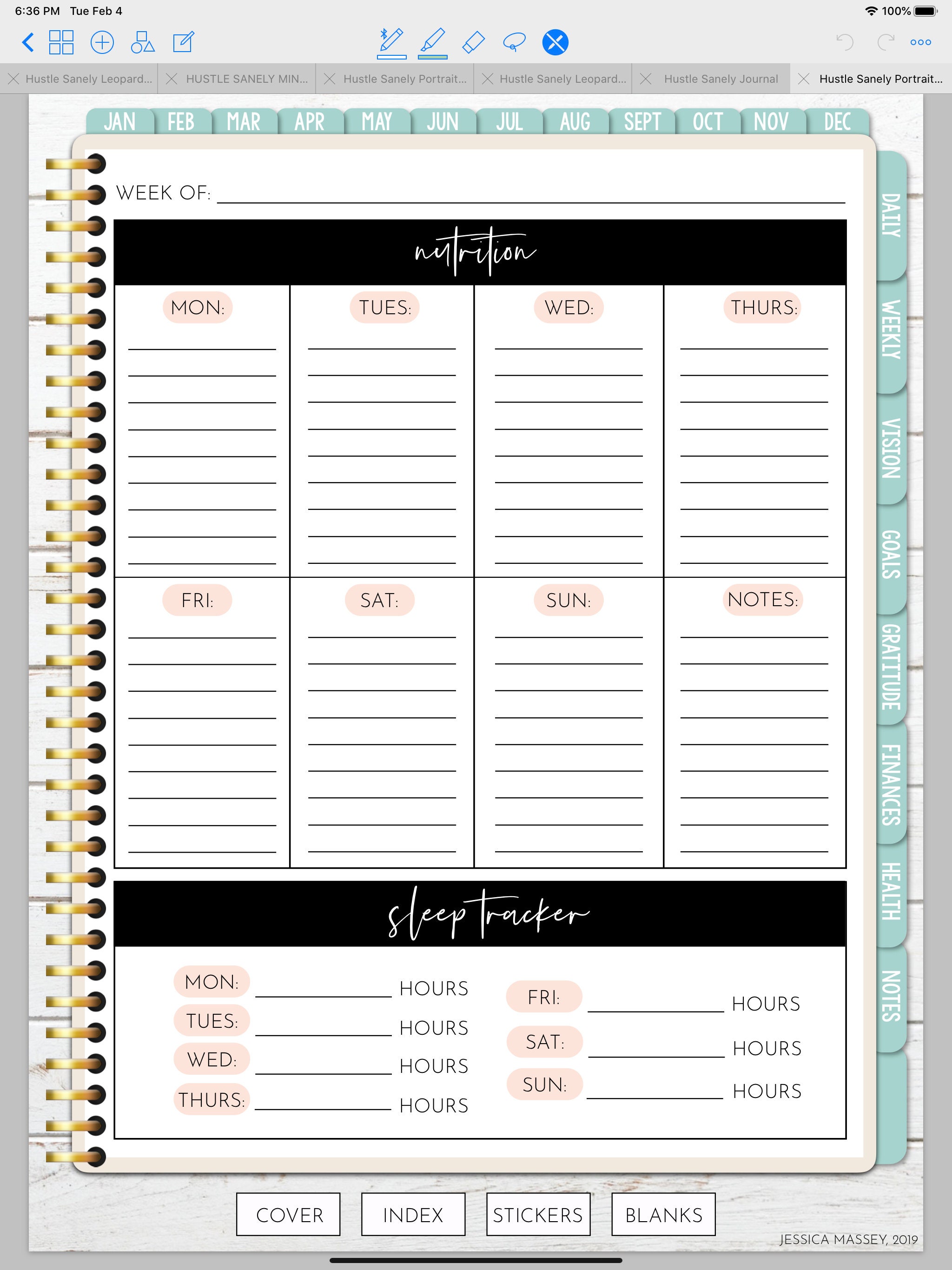 Undated Portrait Digital Planner Terrazzo Design | Hustle Sanely® - Etsy