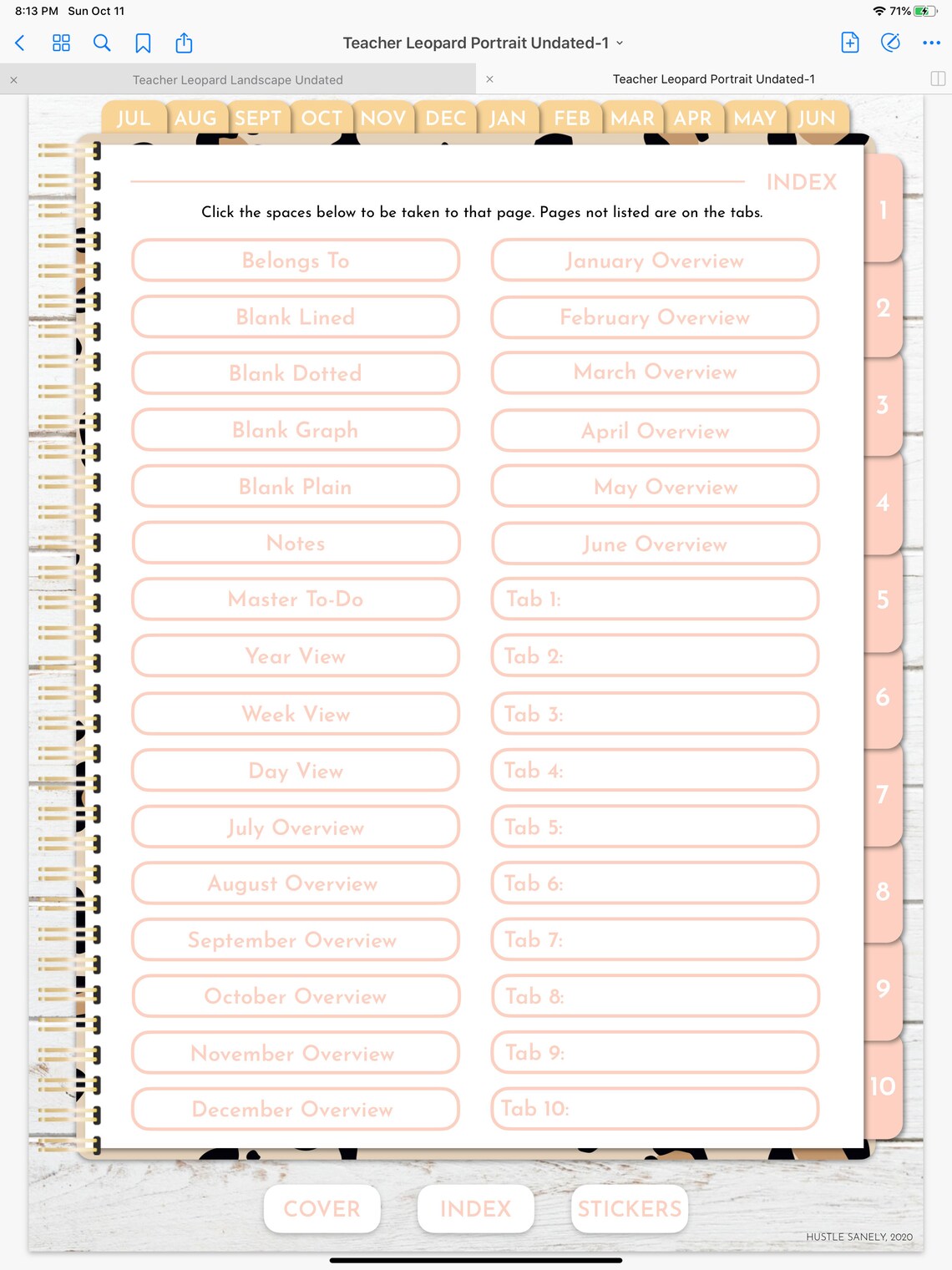 Customizable Leopard Digital Teacher Planner Undated | Etsy