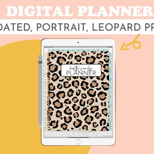 Leopard Print Undated Portrait Digital Planner | Hustle Sanely® - Etsy