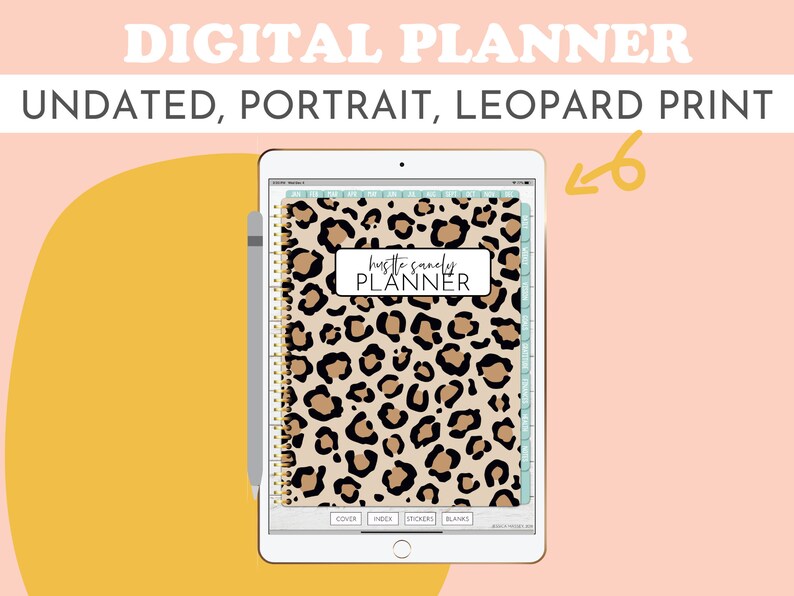 Leopard Print Undated Portrait Digital Planner | Hustle Sanely® - Etsy