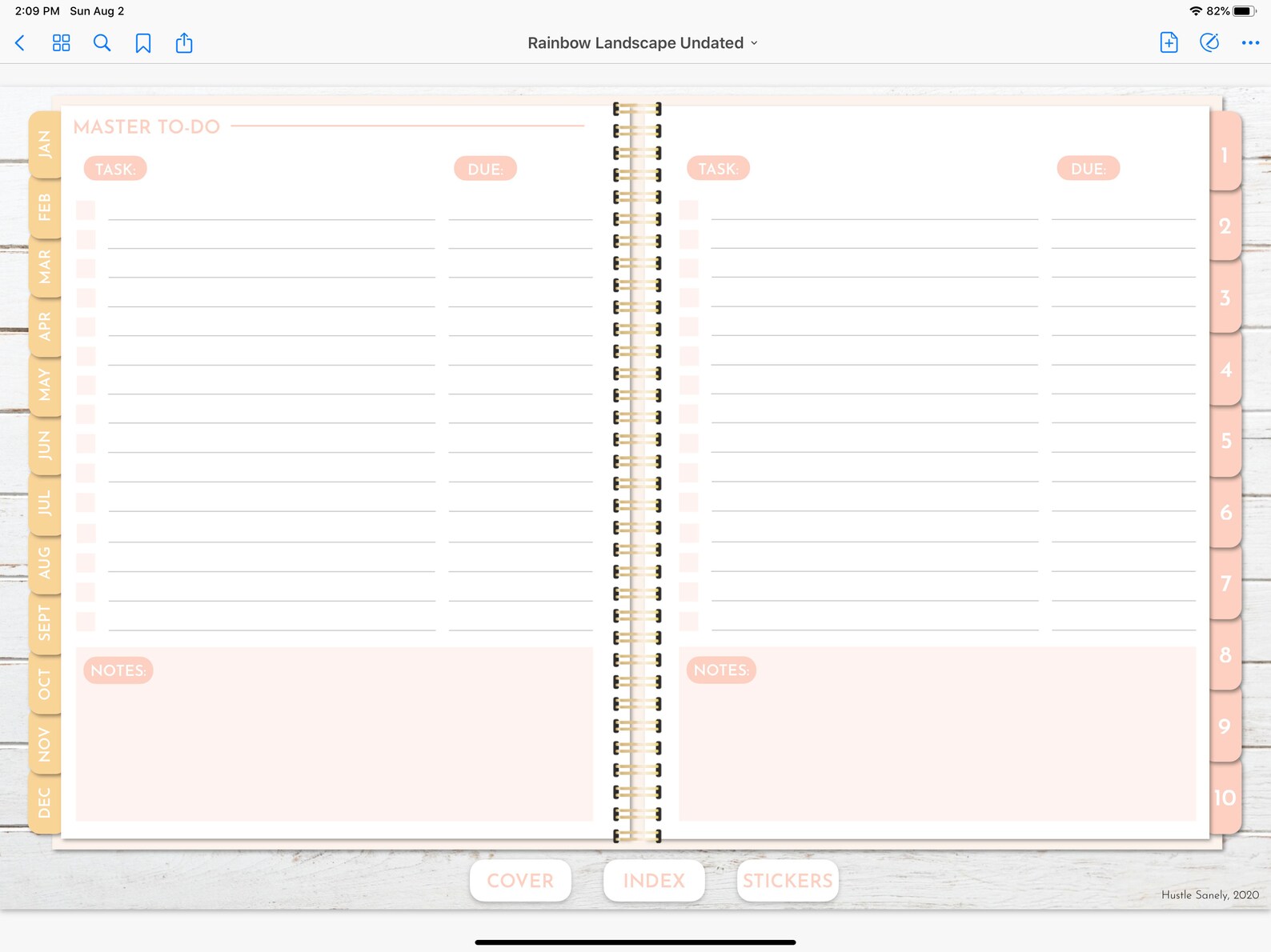 Boho Customizable Digital Planner | Undated Landscape | Hustle Sanely ...