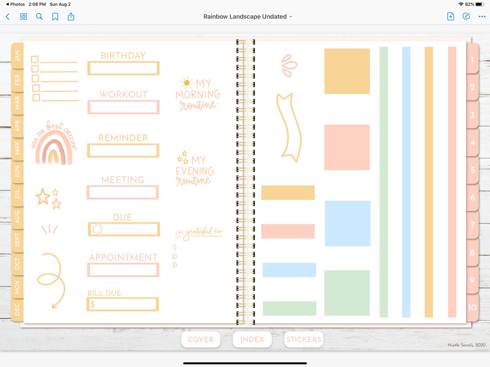 Boho Customizable Digital Planner | Undated Landscape | Hustle Sanely ...