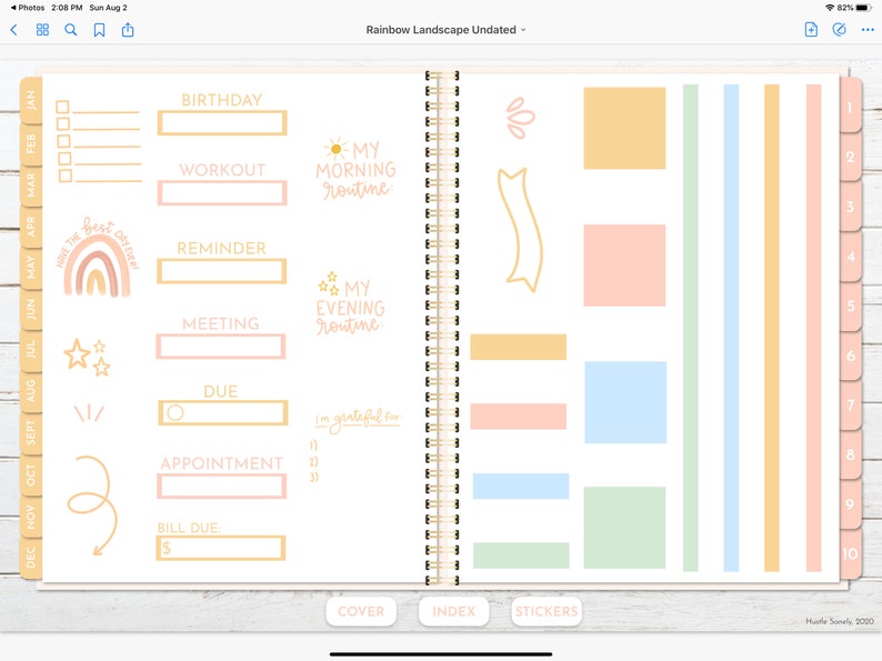 Boho Customizable Digital Planner | Undated Landscape | Hustle Sanely ...