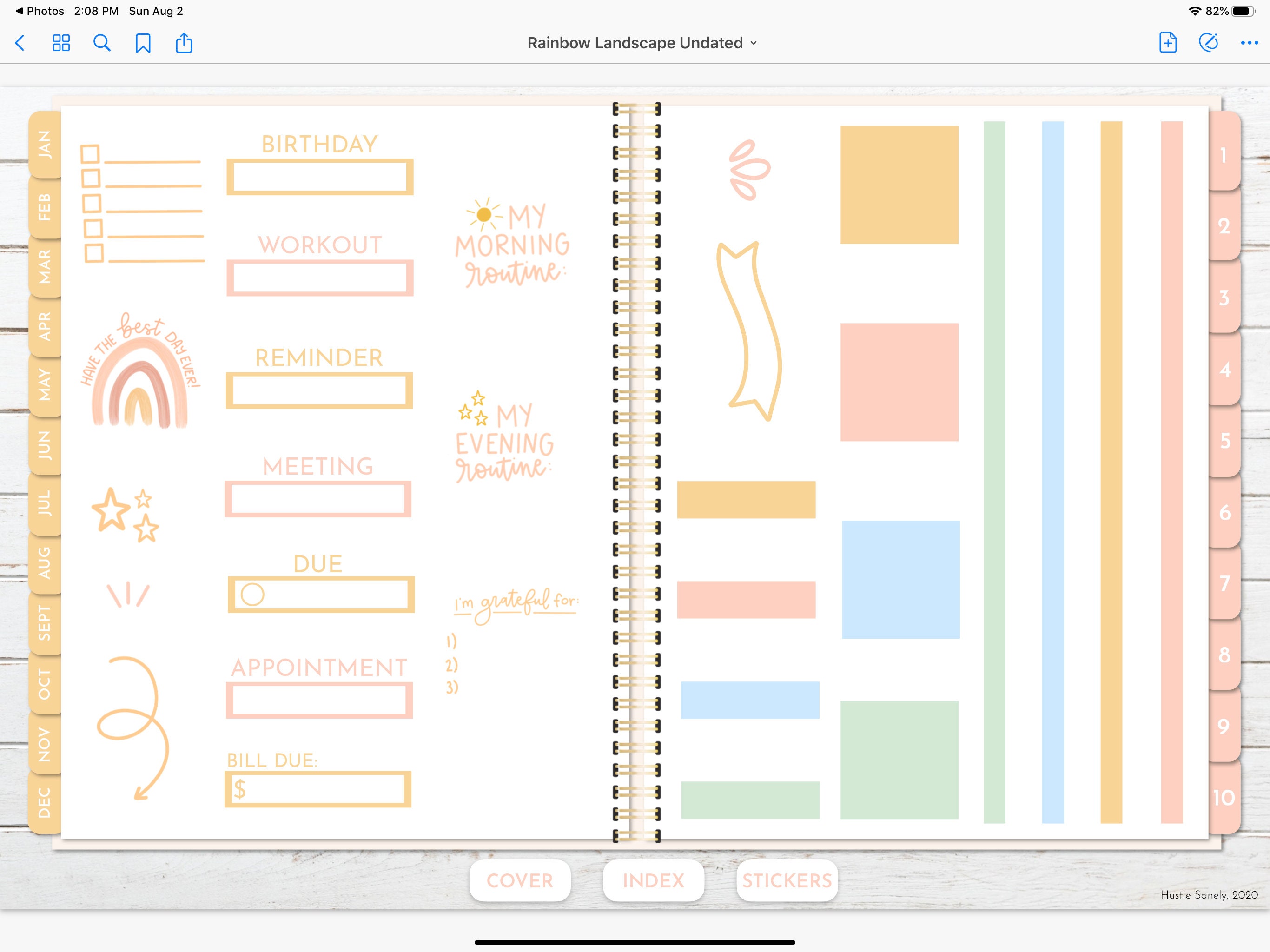 Boho Customizable Digital Planner | Undated Landscape | Hustle Sanely ...