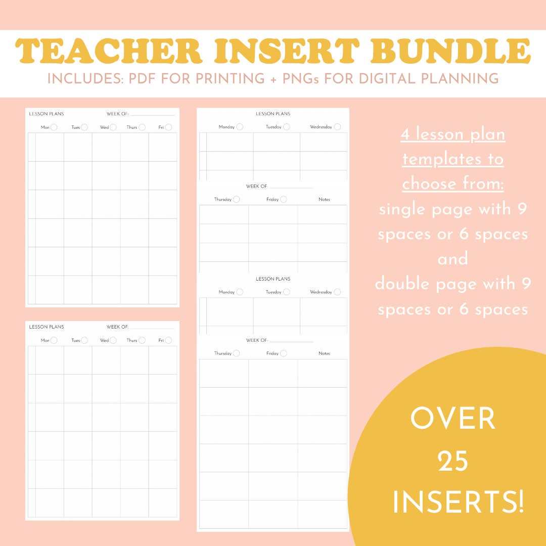 Digital Teacher Planning Insert Bundle Print or Use for | Etsy