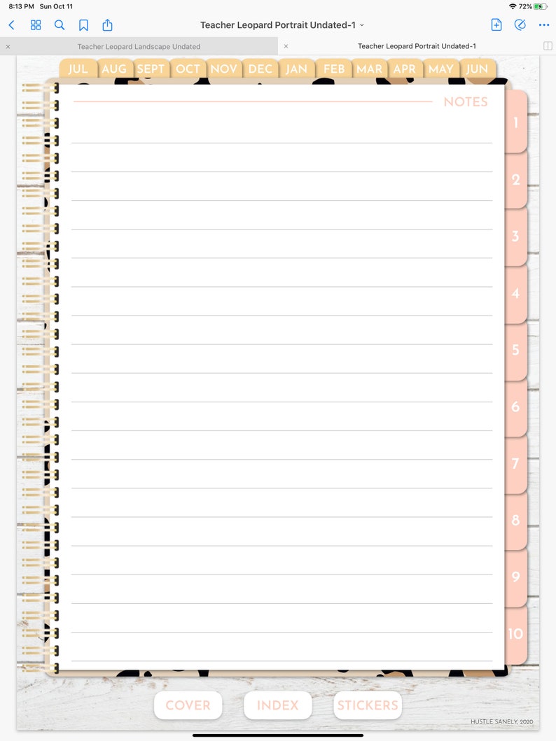 Customizable Leopard Digital Teacher Planner Undated | Etsy