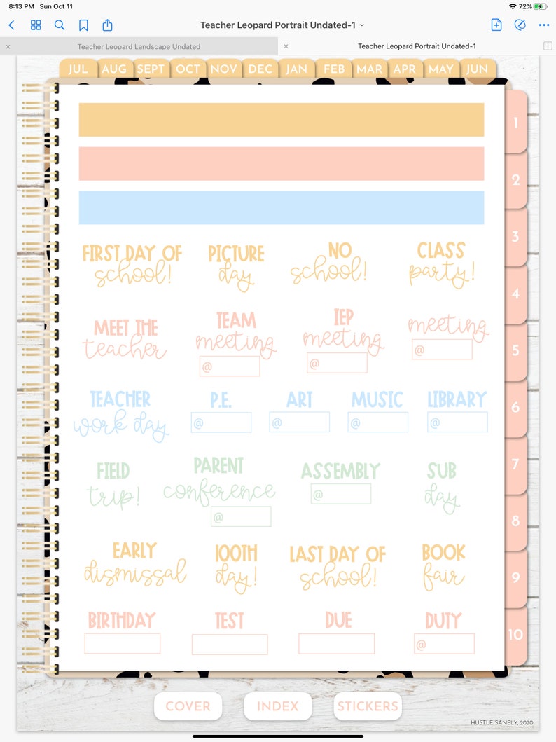 Customizable Leopard Digital Teacher Planner Undated | Etsy