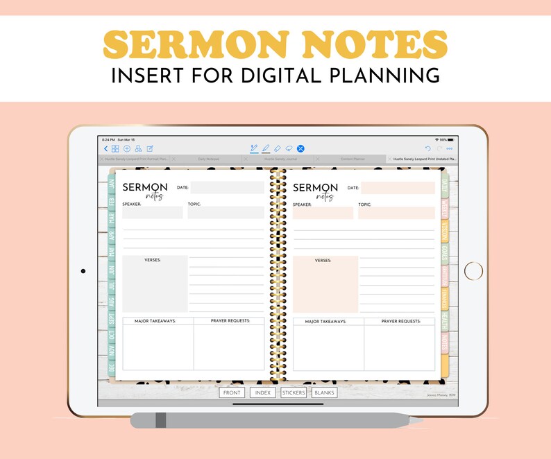 Sermon Notes Insert for Digital Planning Hustle Sanely® | Etsy
