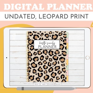 Leopard Print Undated Landscape Digital Planner | Hustle Sanely® - Etsy