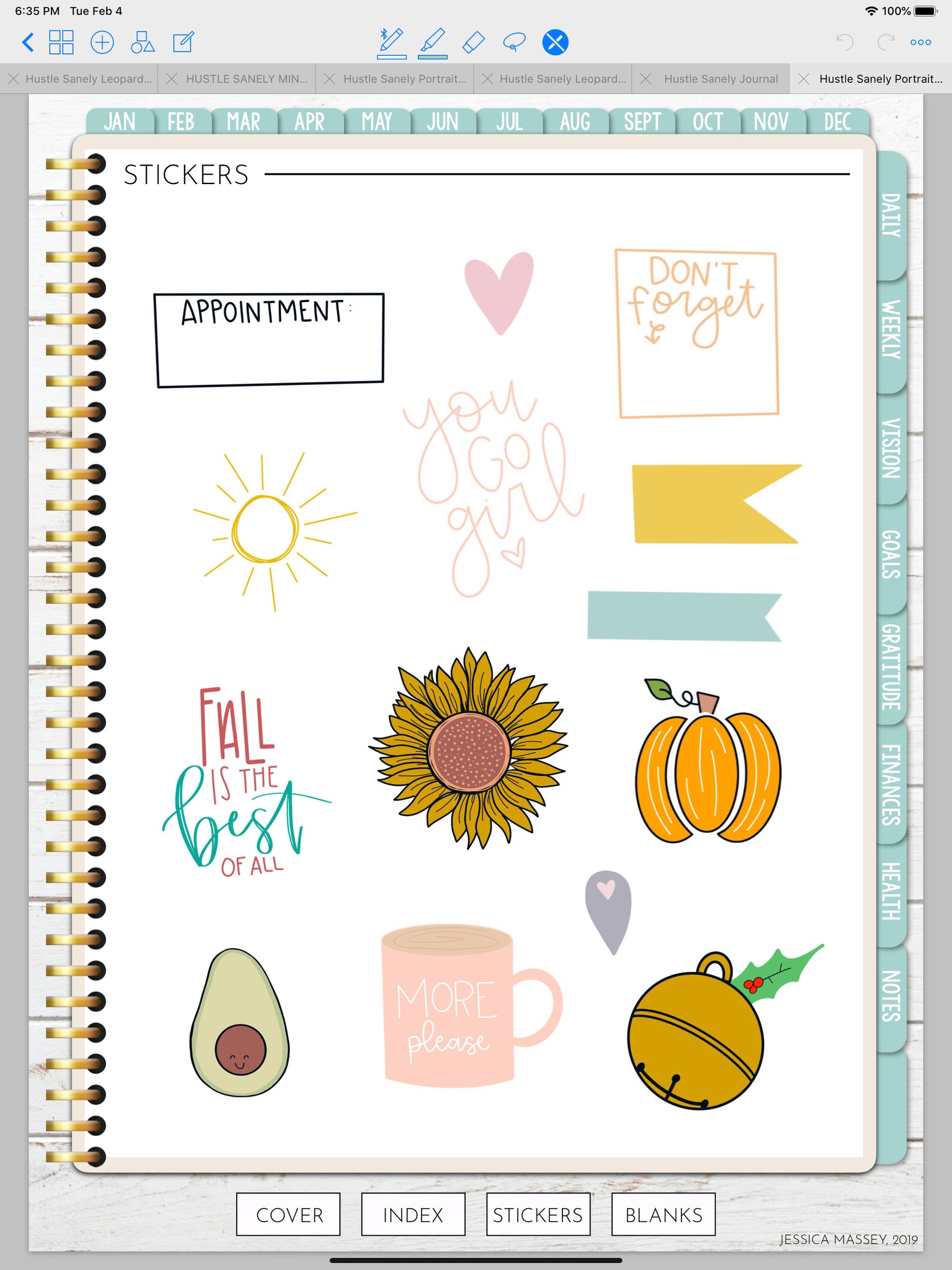 Undated Portrait Digital Planner Terrazzo Design Hustle | Etsy