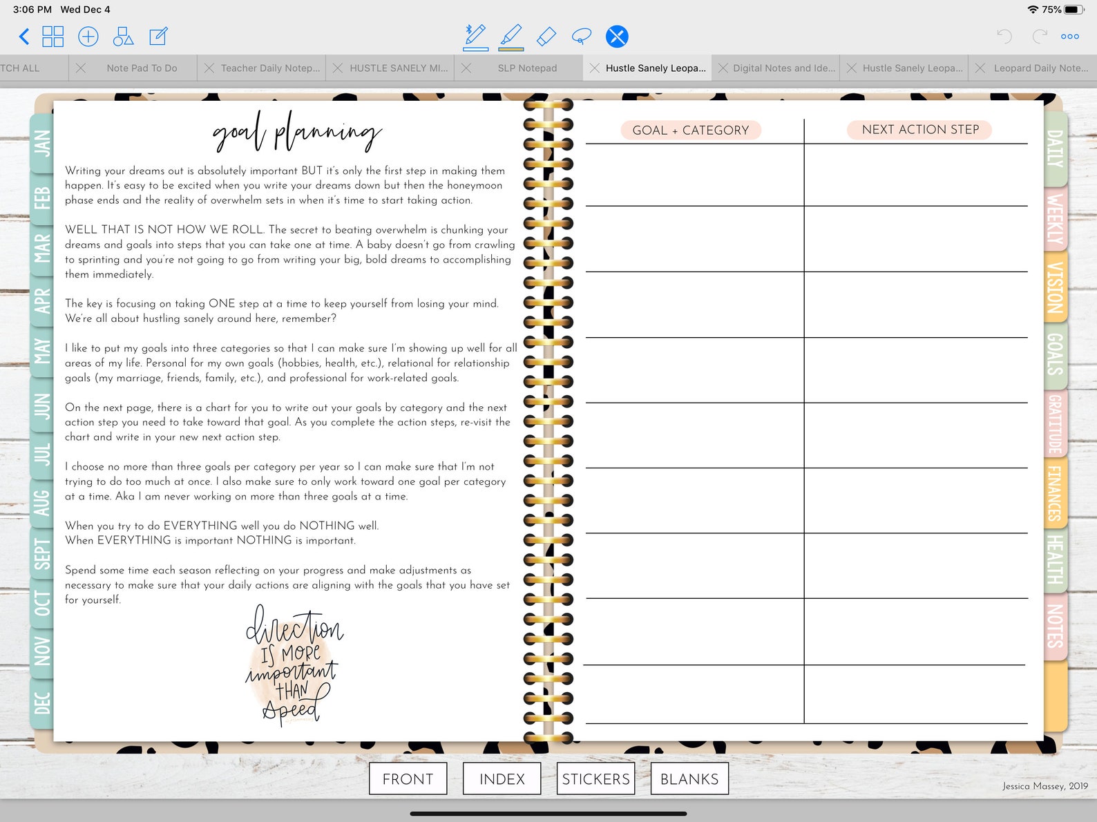 Leopard Print Undated Landscape Digital Planner Hustle - Etsy