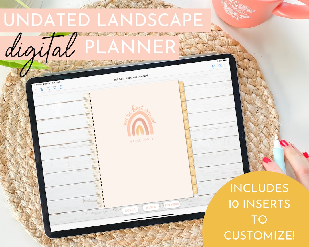 Boho Customizable Digital Planner | Undated Landscape | Hustle Sanely ...