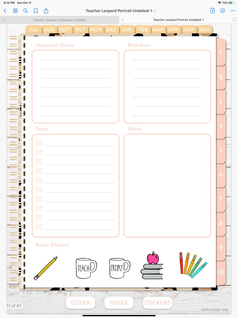 Customizable Leopard Digital Teacher Planner Undated | Etsy