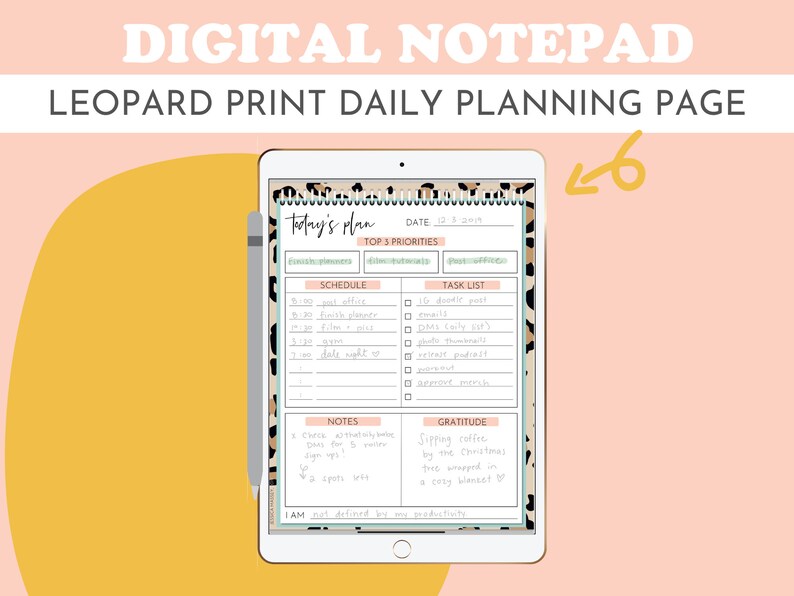 Digital Daily Planning Leopard Print Notepad Hustle Sanely® - Etsy