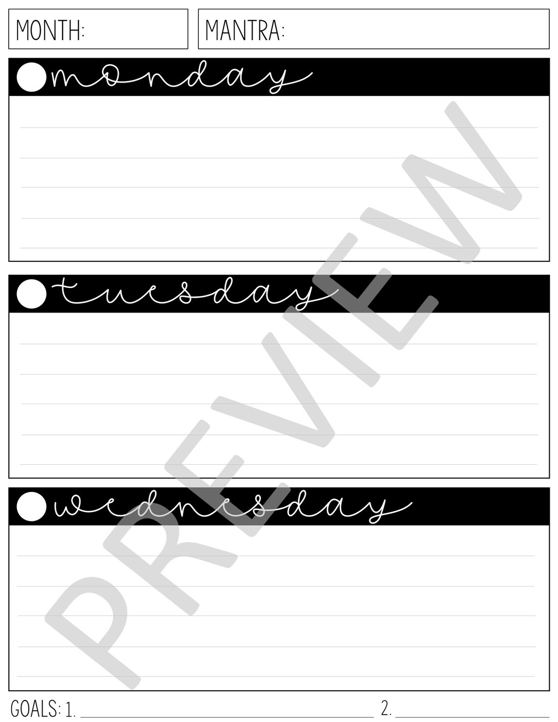 Horizontal Weekly Insert for Digital Planning Undated Blank - Etsy