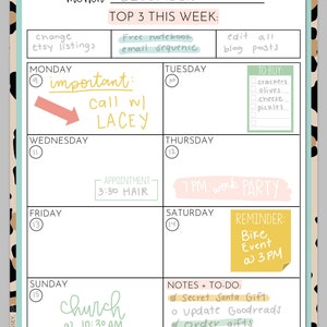 Digital Weekly Planning Leopard Print Notepad | Hustle Sanely® - Etsy