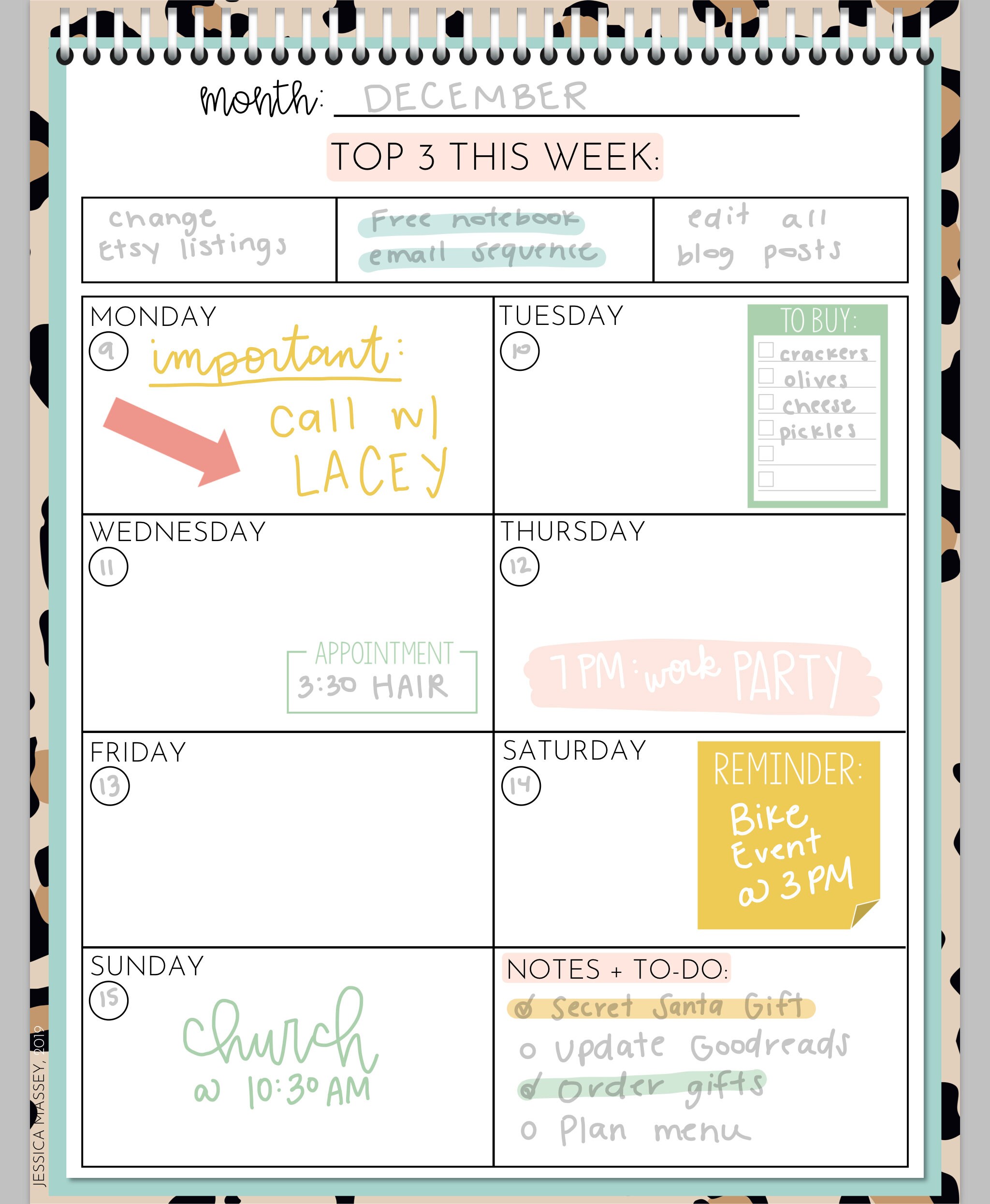 Digital Weekly Planning Leopard Print Notepad | Hustle Sanely® - Etsy