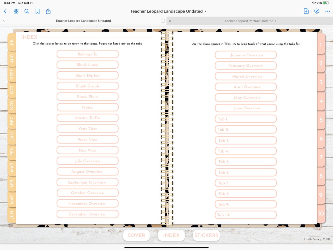 Customizable Leopard Digital Teacher Planner | Undated Landscape ...