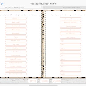 Customizable Leopard Digital Teacher Planner | Undated Landscape ...