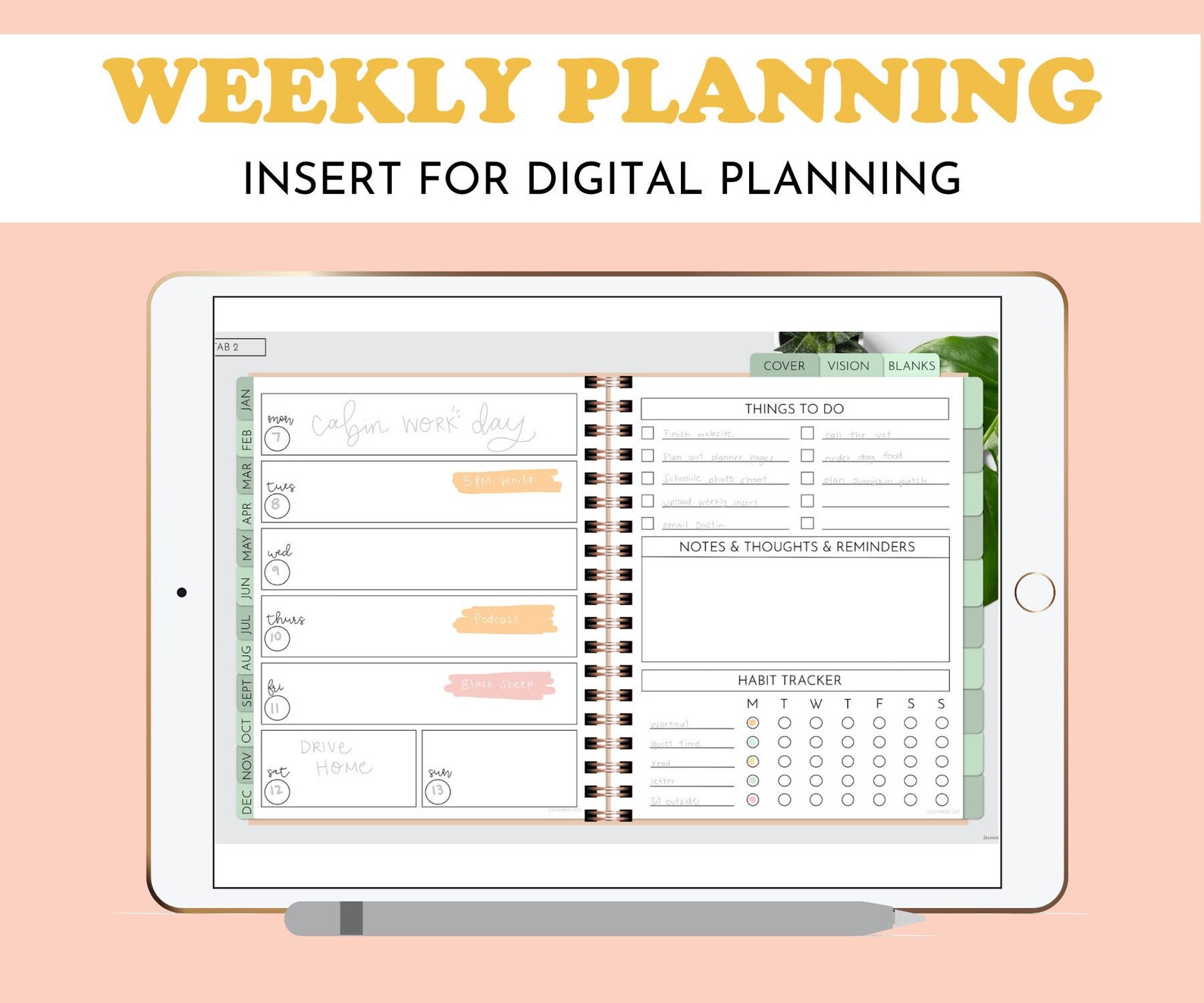 Weekly Insert for Digital Planning | Etsy