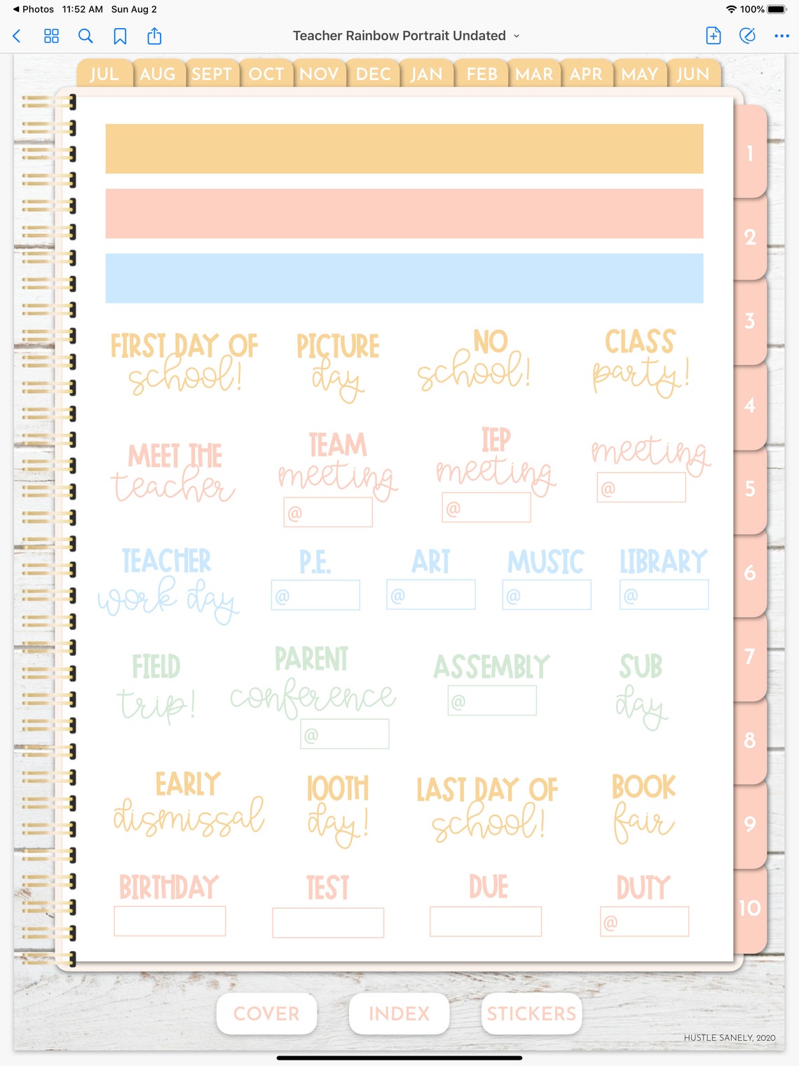 Customizable Boho Rainbow Digital Teacher Planner Undated - Etsy