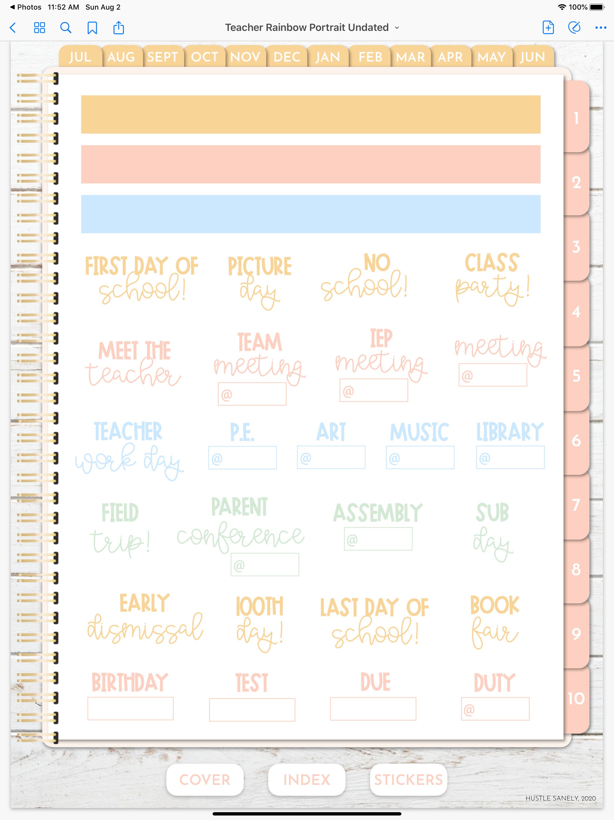 Customizable Boho Rainbow Digital Teacher Planner Undated - Etsy