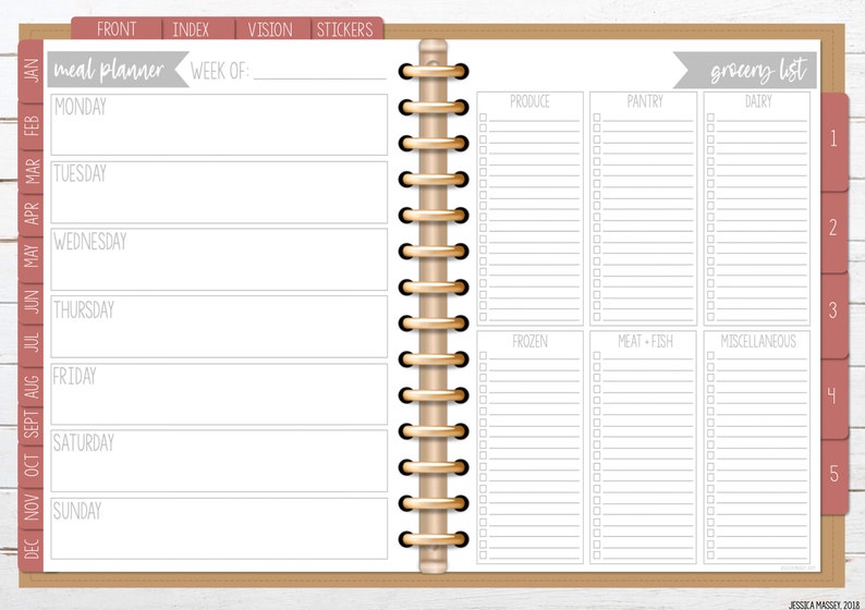 Meal Planner and Grocery List Insert for Digital Planning - Etsy