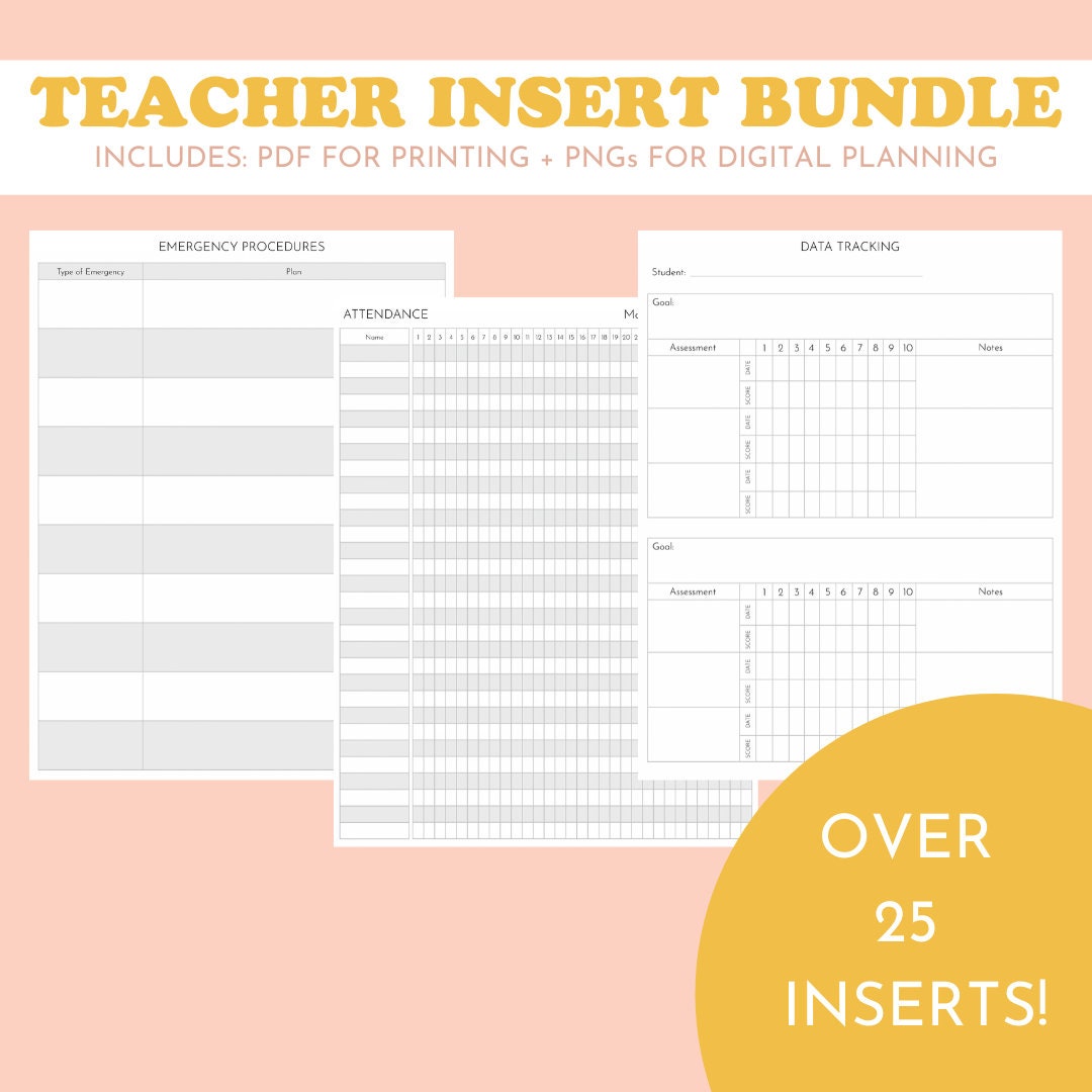 Digital Teacher Planning Insert Bundle | Print or Use for Digital ...