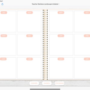 Customizable Boho Rainbow Digital Teacher Planner | Undated Landscape ...