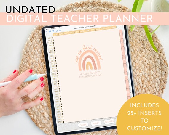 Customizable Boho Rainbow Digital Teacher Planner Undated | Etsy