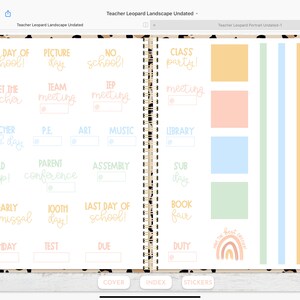 Customizable Leopard Digital Teacher Planner | Undated Landscape ...