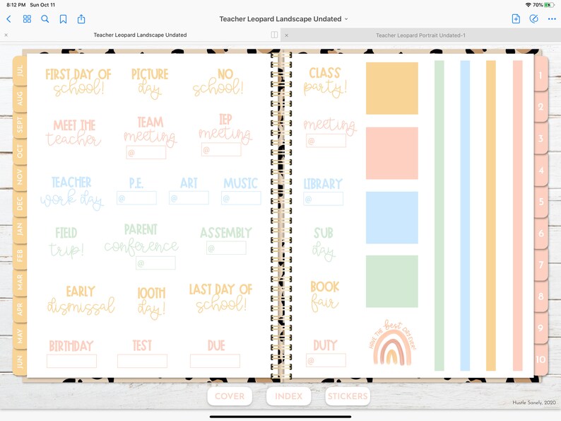 Customizable Leopard Digital Teacher Planner Undated | Etsy