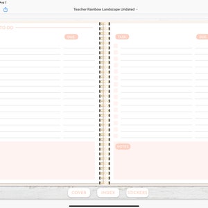 Customizable Boho Rainbow Digital Teacher Planner | Undated Landscape ...
